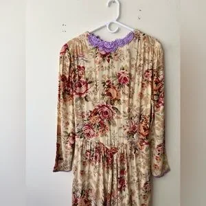 Vintage | Dresses | Vintage Phoebe Floral Prairie Dress Purple Lace ...